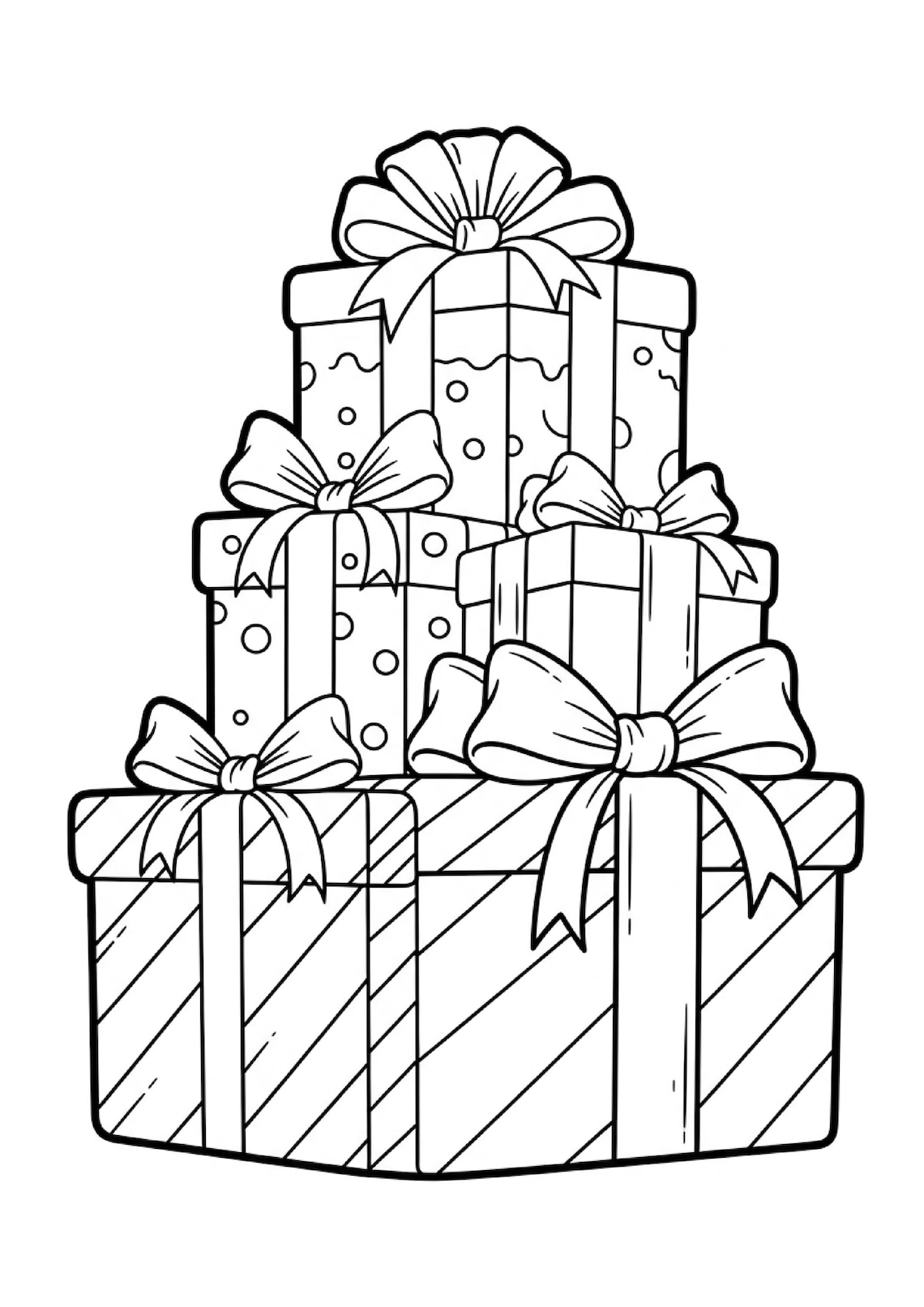 Kids Christmas Gift Boxes Coloring Page – Holiday Fun Printable A4 ...