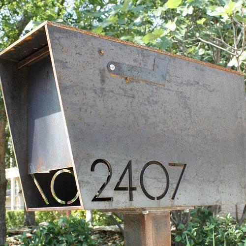 Custom Steel Mailbox Metal Address Mail Box With - Etsy