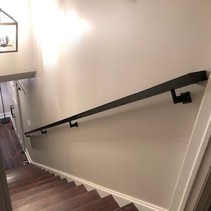 Square Profile Wall Mount Handrail - Black Metal Handrail for Stairs ...