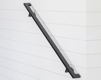 Square Profile Wall Mount Handrail Black Metal Handrail for Stairs, Mid ...