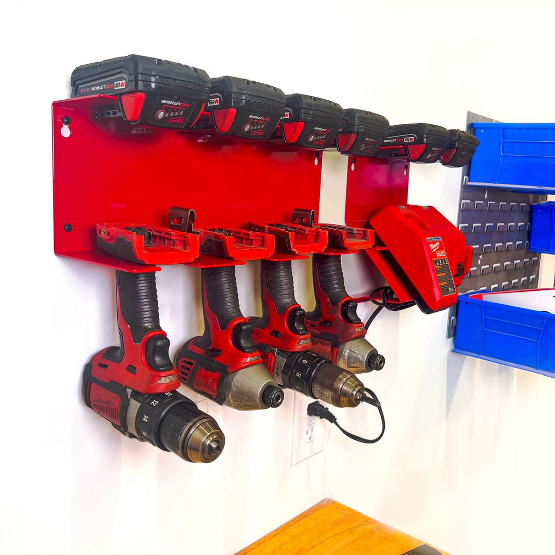 Milwaukee M18 Drill and Battery Shelf W 4 or 6 Slots Cordless Drill ...