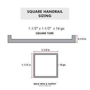 Square Profile Wall Mount Handrail - Black Metal Handrail for Stairs ...