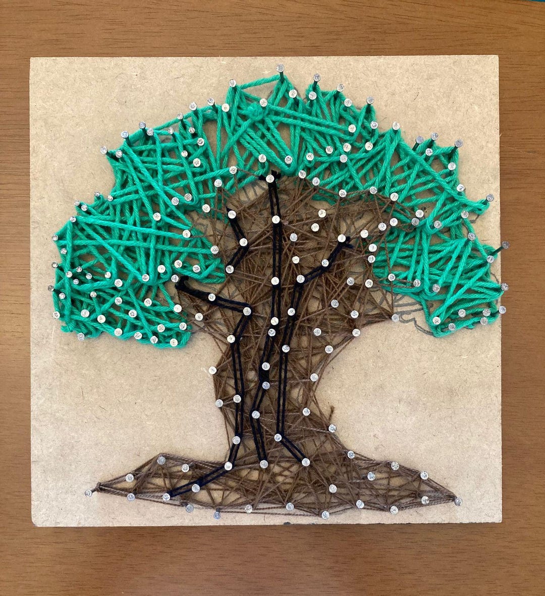 Tree of Nature String Art – Handmade Nail & Thread Wooden Wall Decor - Etsy