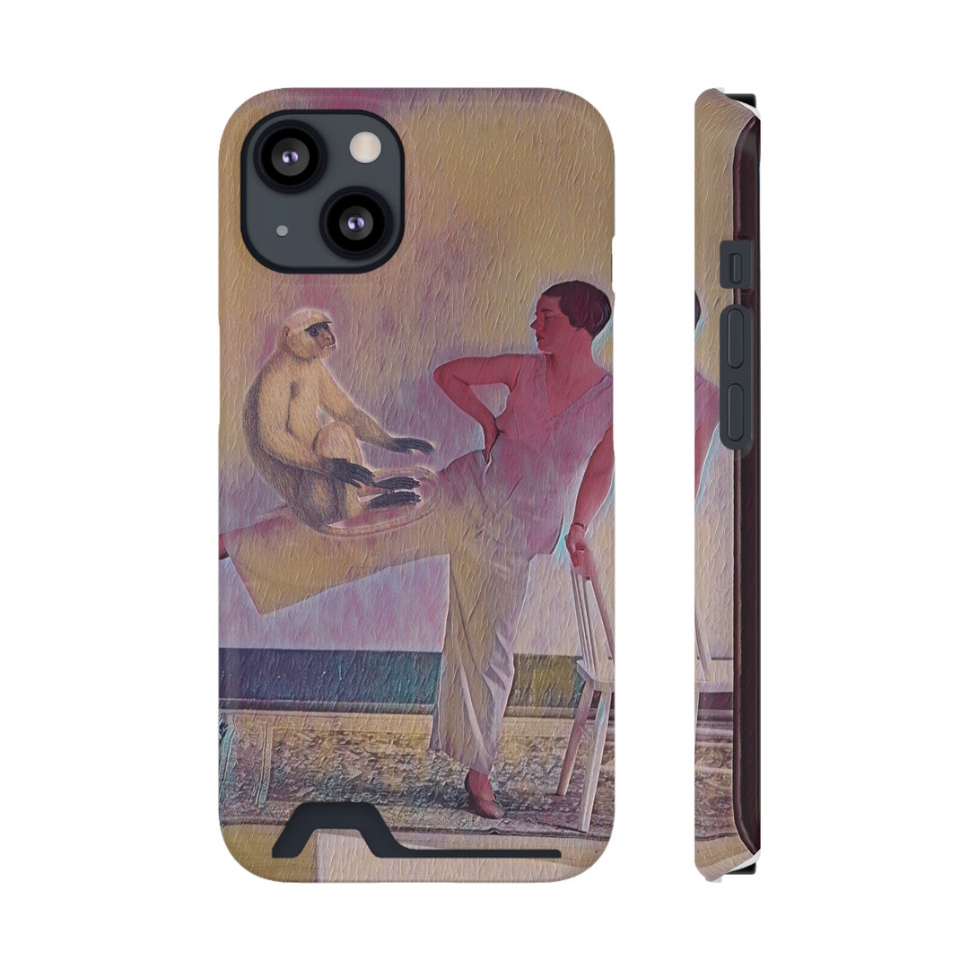 Phone Case With Card Holder Original Art monkey on My Leg 1935 - Etsy