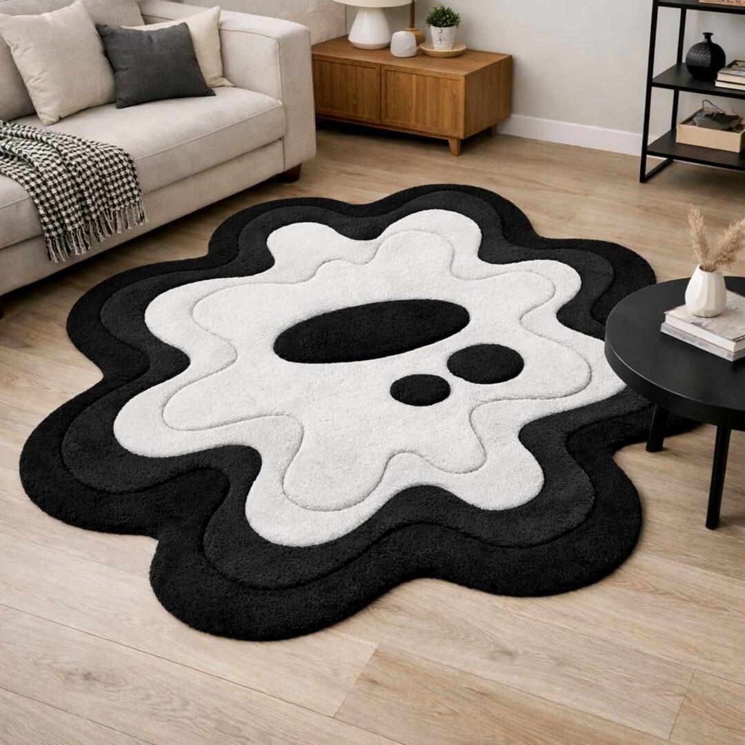 Modern Blob Rug – Designer Irregular Shape in Neutral Tones - Etsy