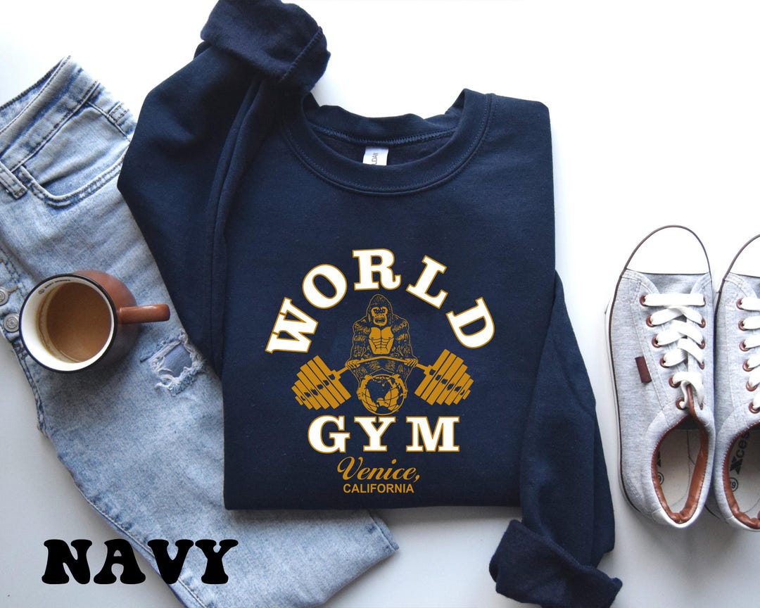 World Gym Tee, Gorilla Fitness Shirt, Workout Crewneck Sweatshirt ...