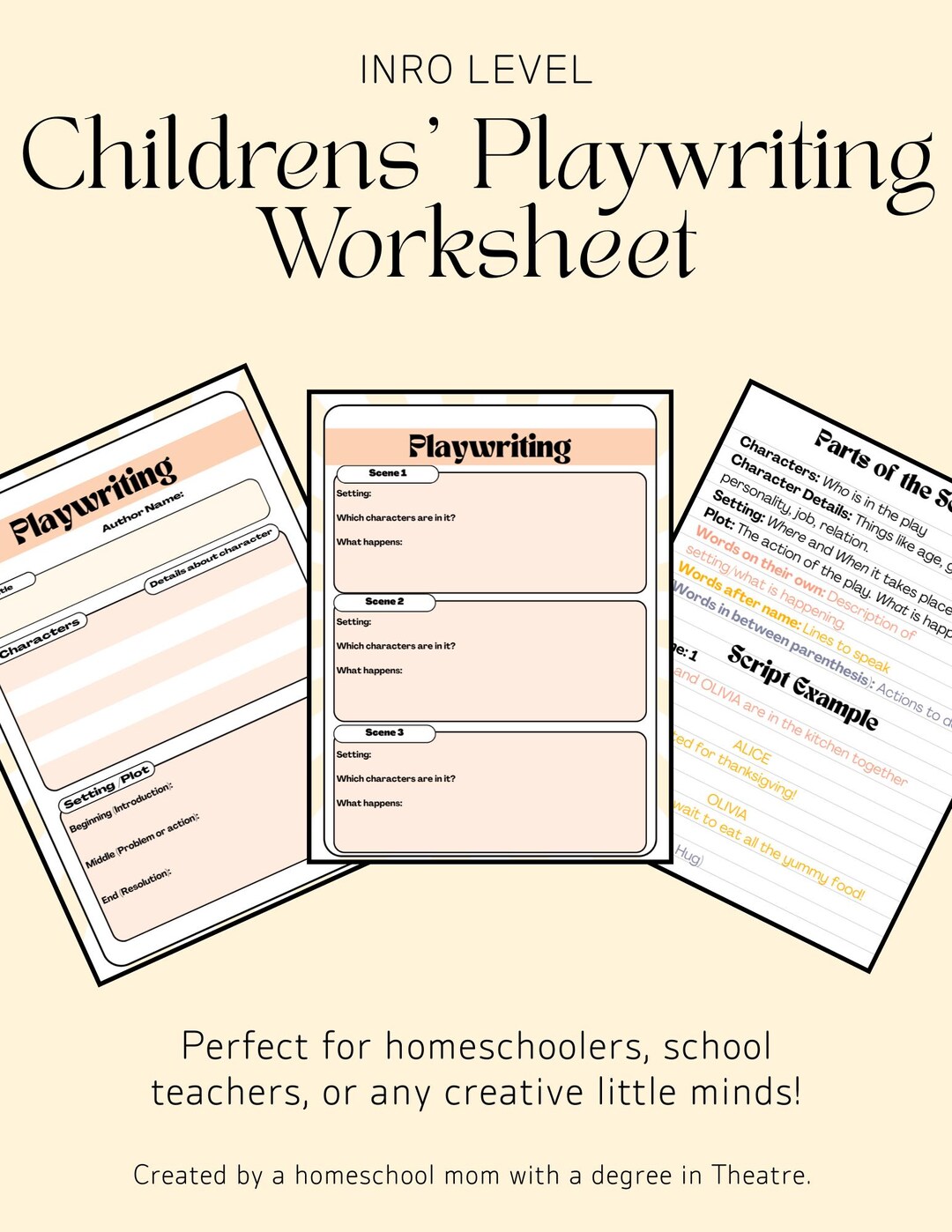 Children's Playwriting Workbook|creative Writing|printable Schoolwork ...