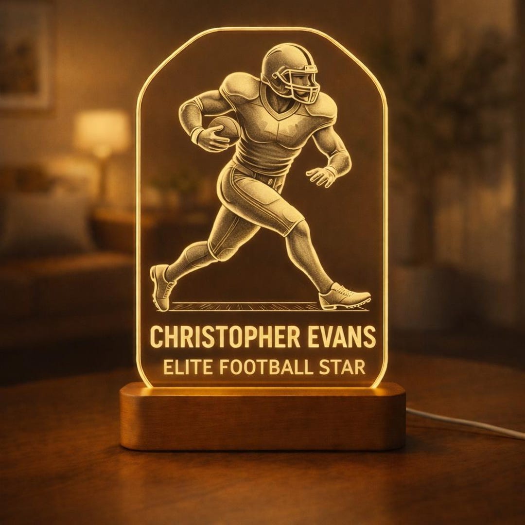 Personalized American Football Lamp: Custom Name Player or Coach Decor ...