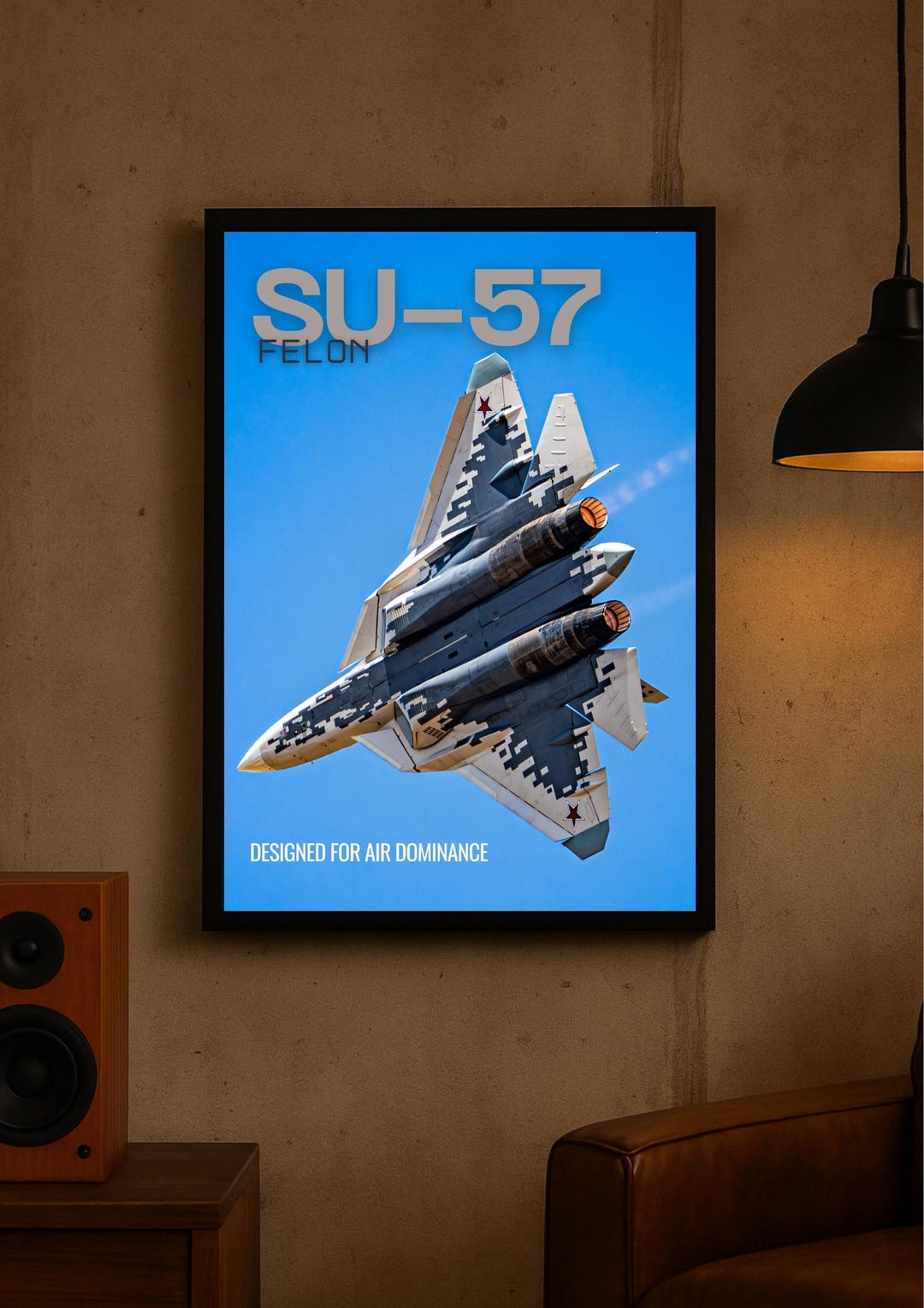 SU-57 Poster - Fighter Jet Wall Art, Aviation Print, Military Aircraft ...