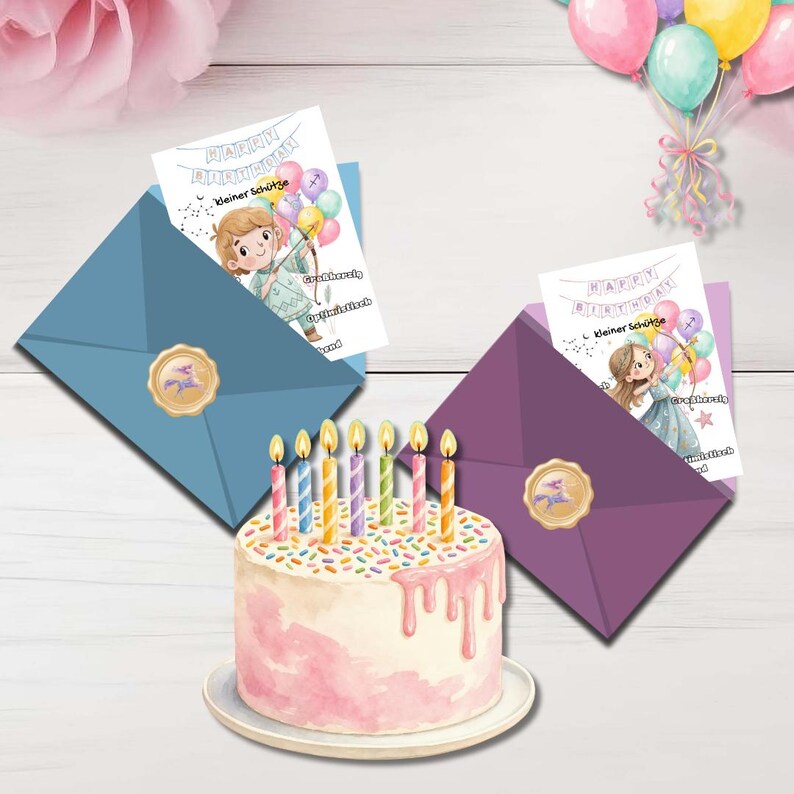 Zodiac Sign Birthday Cards for Kids A6 | Digital Fold-out Cards for ...