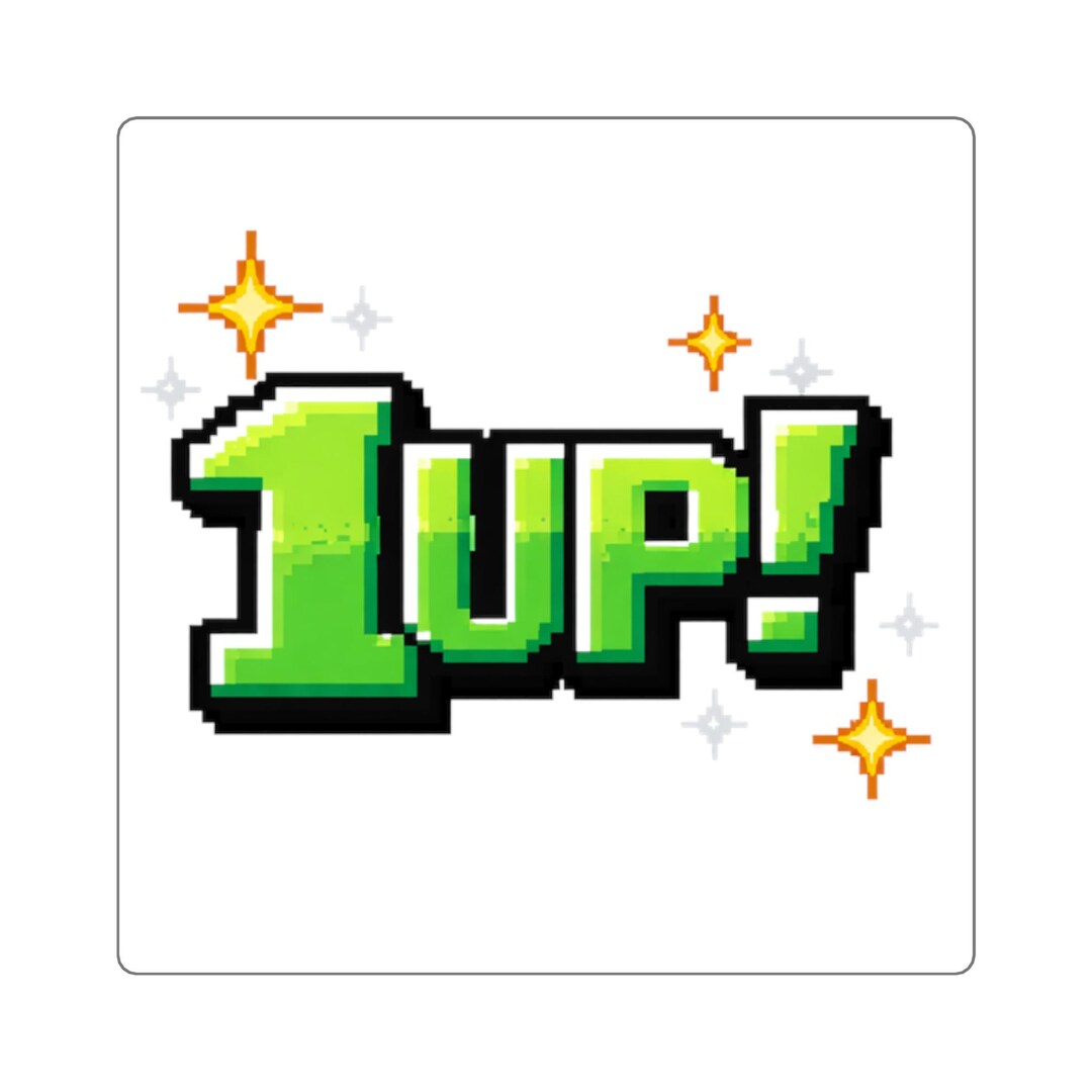 1UP! Pixel Art Sticker - Retro Gaming Green Power-up Decal - Etsy