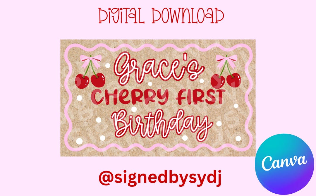 Cherry Birthday Banner Template| Digital Download - Etsy