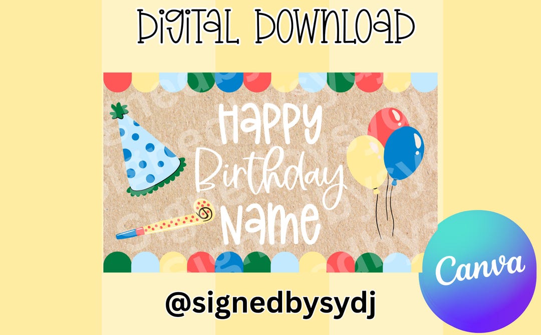 Colorful Birthday Banner Template| Digital Download - Etsy