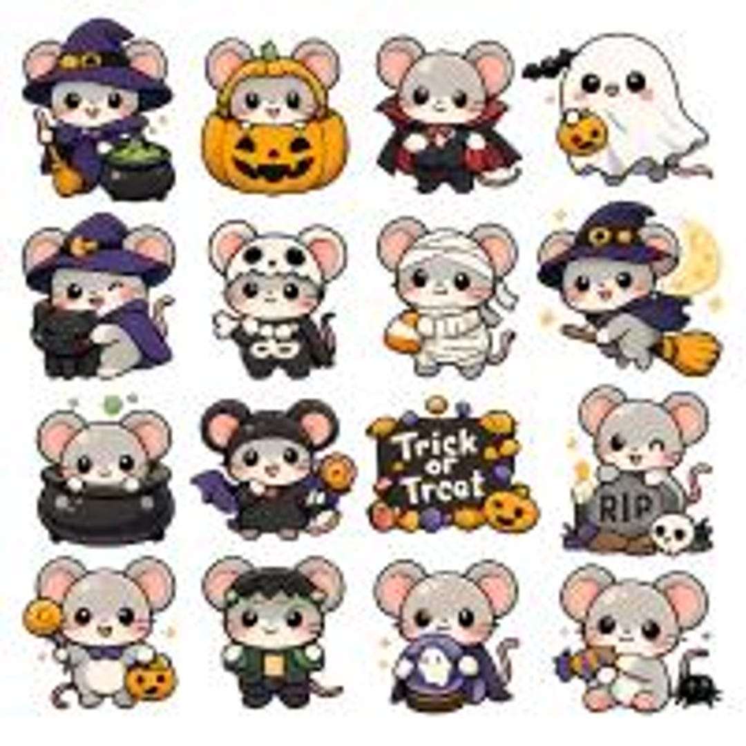 Cute Cartoon Mouse Halloween Clipart PNG/ Halloween Mouse Clipart ...