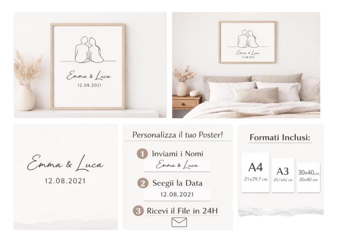 Personalized Digital Print for Couples, Minimal Poster With Names and ...