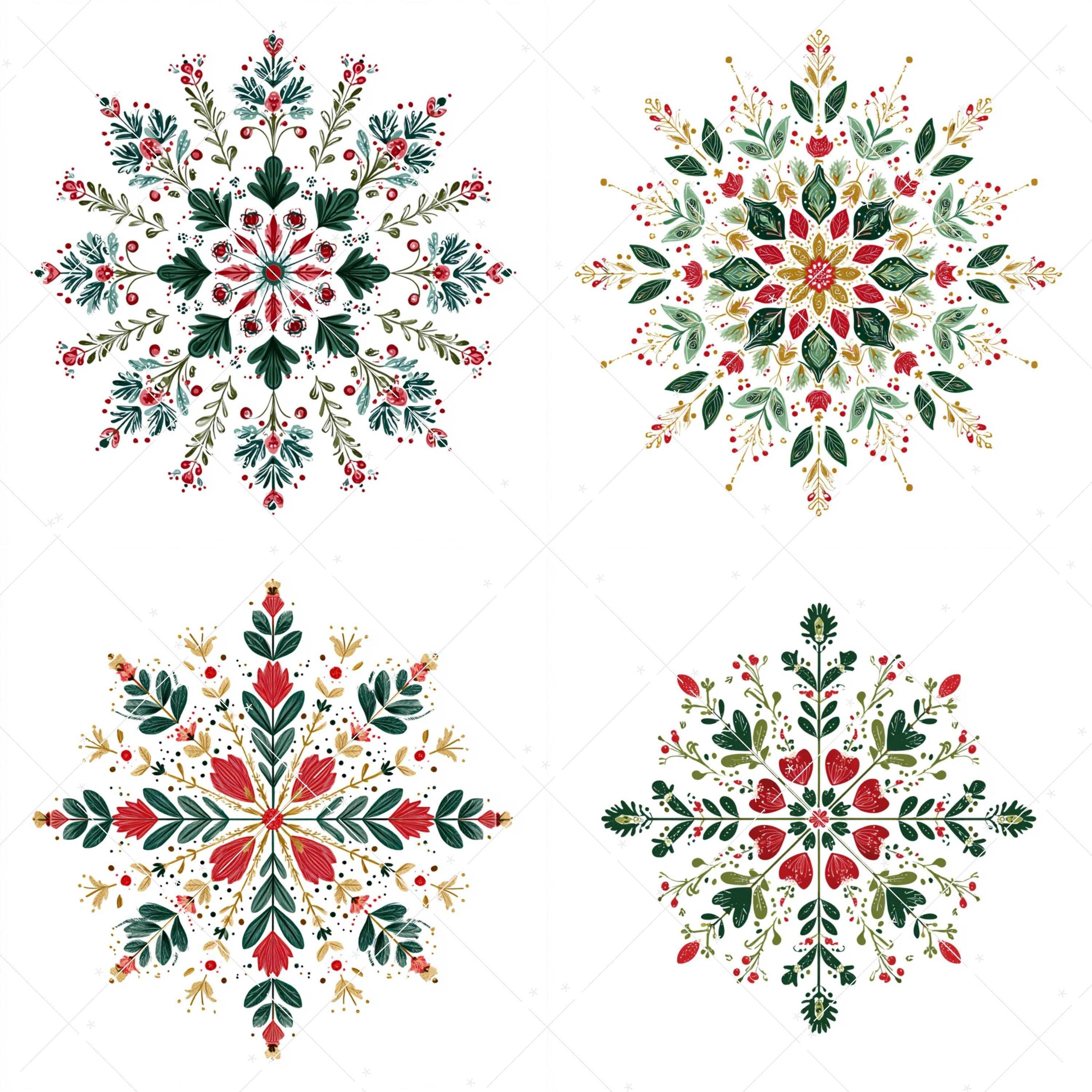 Scandinavian Snowflake Clipart JPG, Elegant Nordic Christmas Artwork ...
