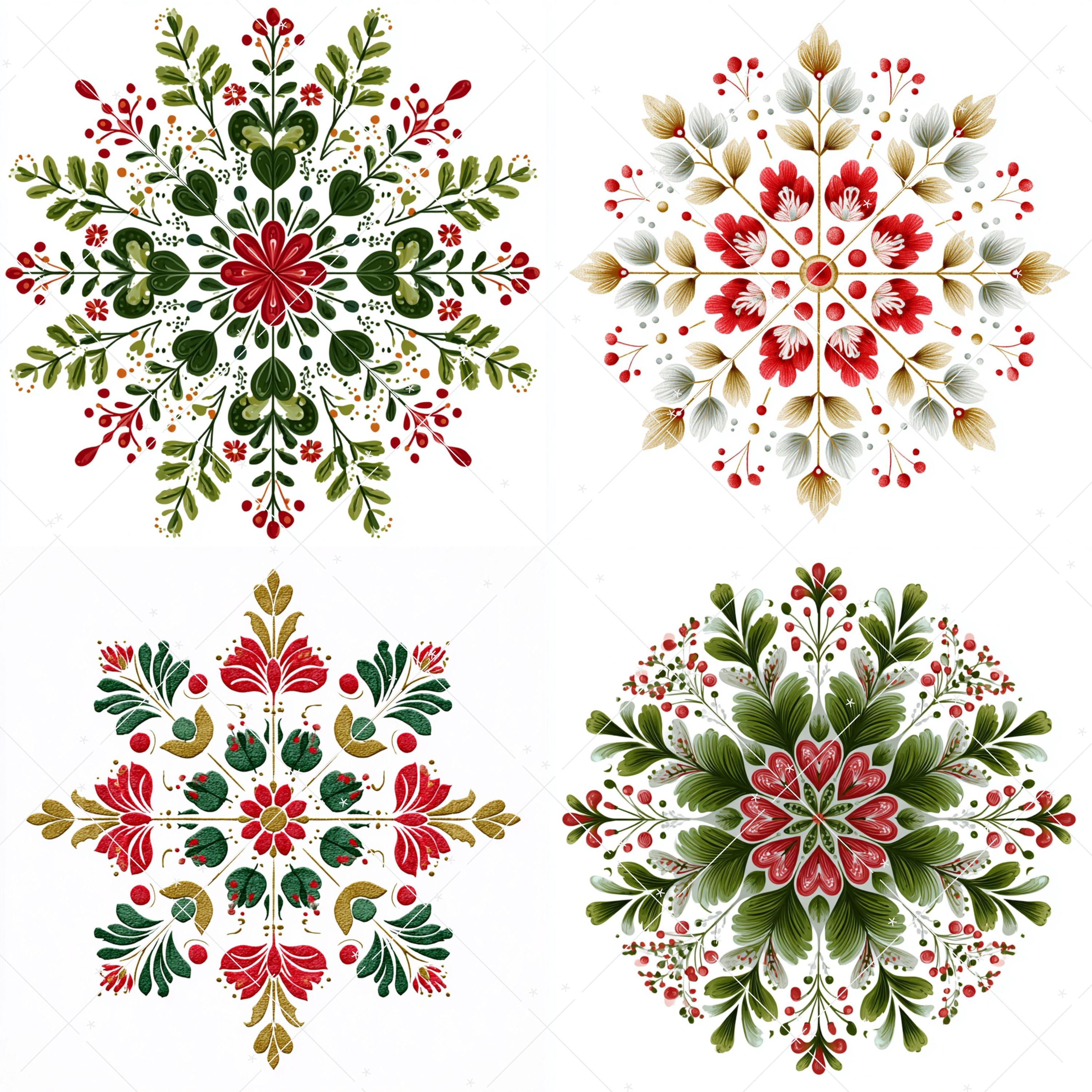 Scandinavian Snowflake Clipart JPG, Elegant Nordic Christmas Artwork ...