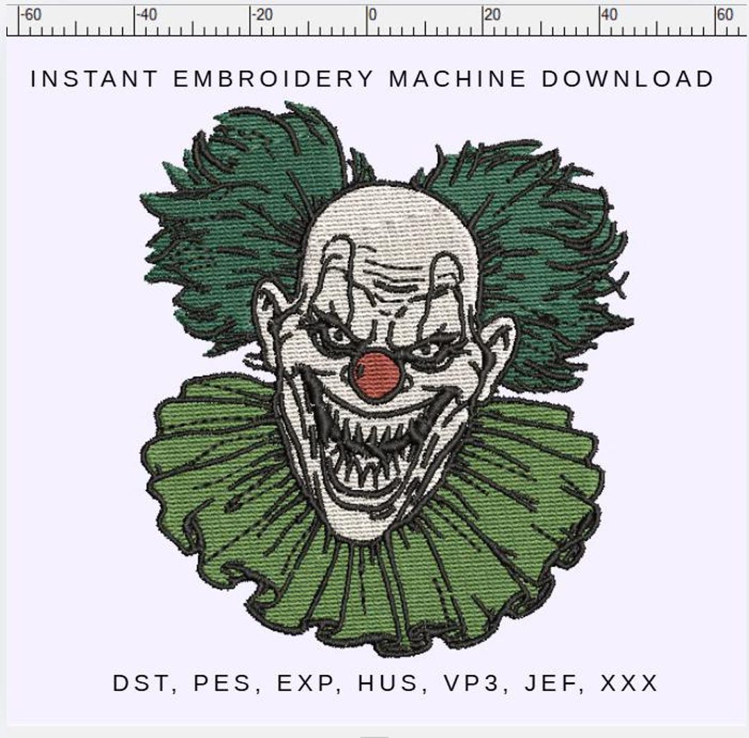 The Honest Clown – Horror Clown Embroidery Design – After the Applause ...
