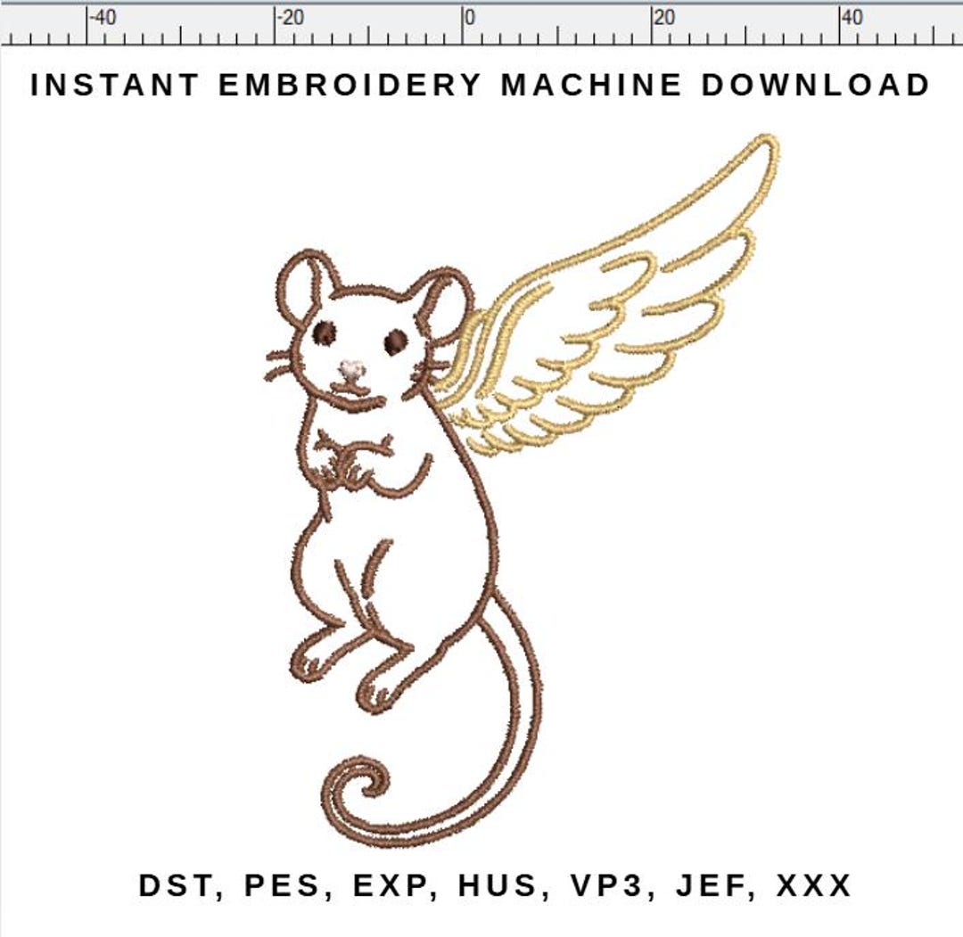 Winged Rat Embroidery Design | 4x4 Digital Machine Embroidery File - Etsy