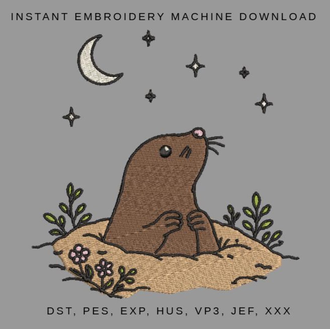 Starry Night Mole Embroidery Design – Digital File for 5x7 Hoops - Etsy
