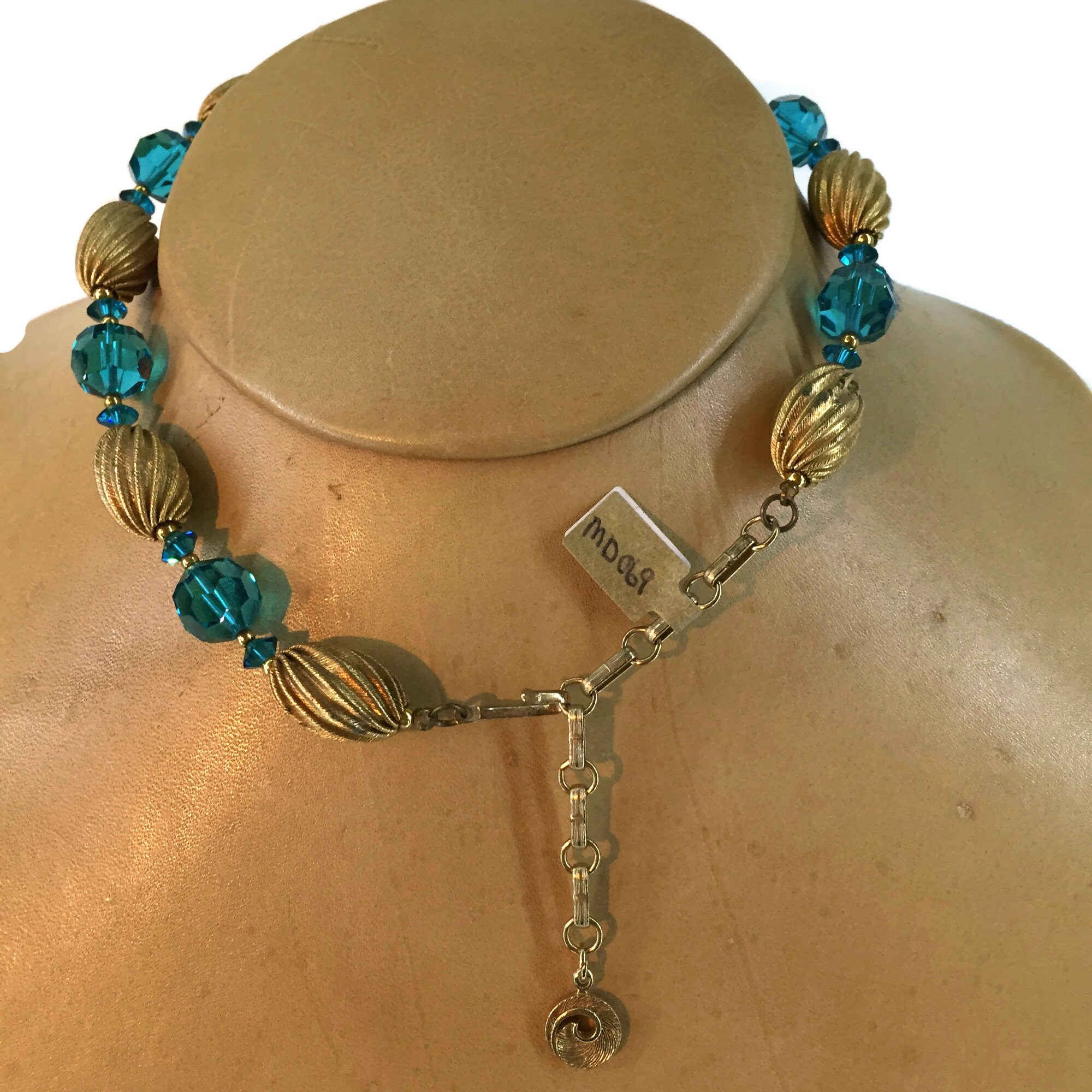 Vintage Blue Crystal Bead Single Strand Necklace Signed Lisner - Etsy
