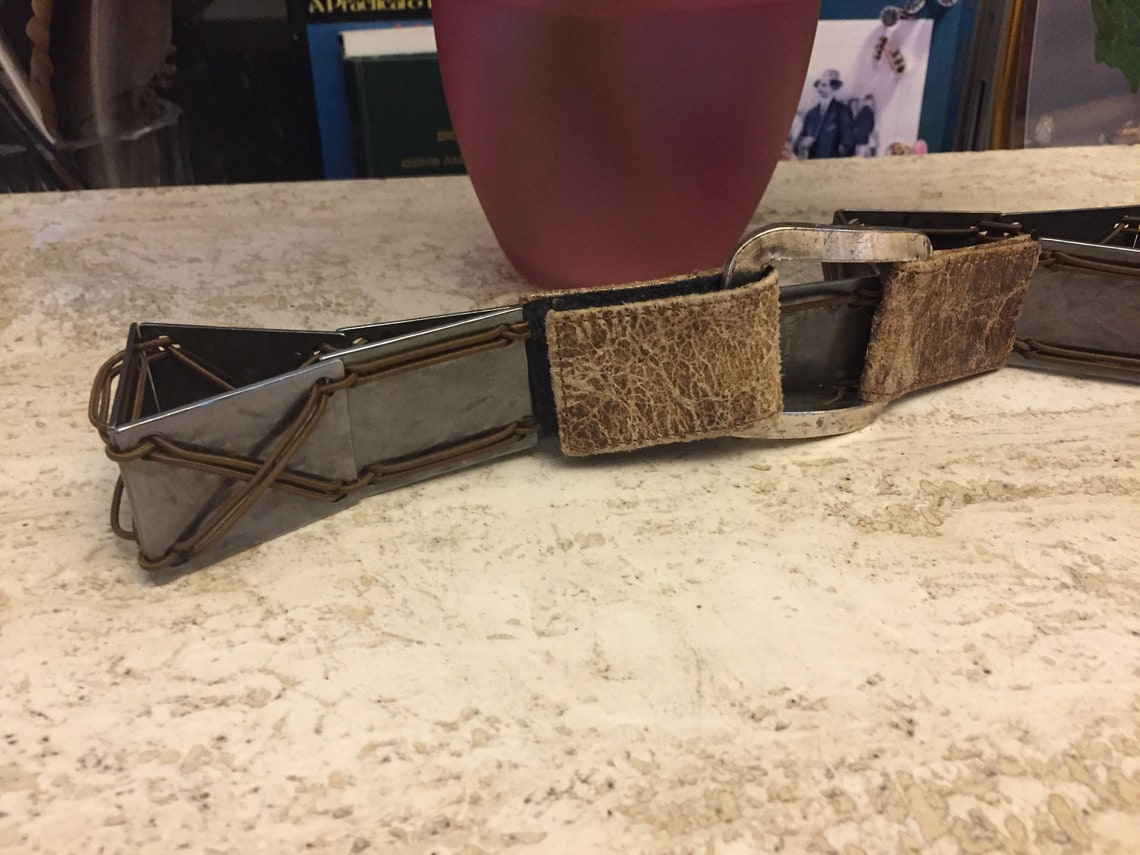 Vintage Suzi Roher Belt Distressed Brown Leather Brown Elastic Cord 13 ...