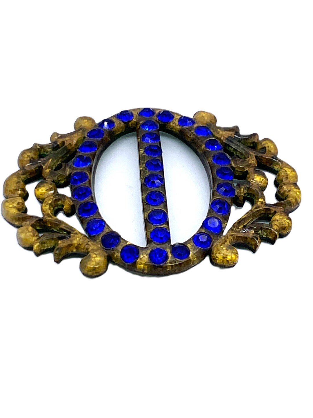 Vintage Electric Blue Rhinestone Plastic Belt Buckle - Retro Fashion ...