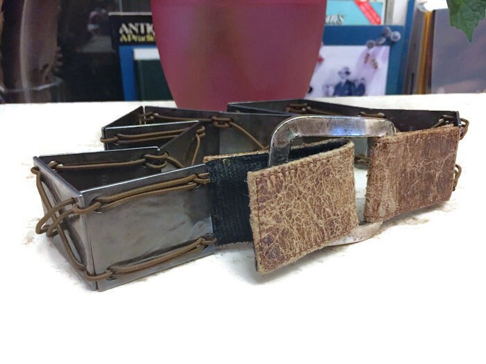 Vintage Suzi Roher Belt Distressed Brown Leather Brown Elastic Cord 13 ...