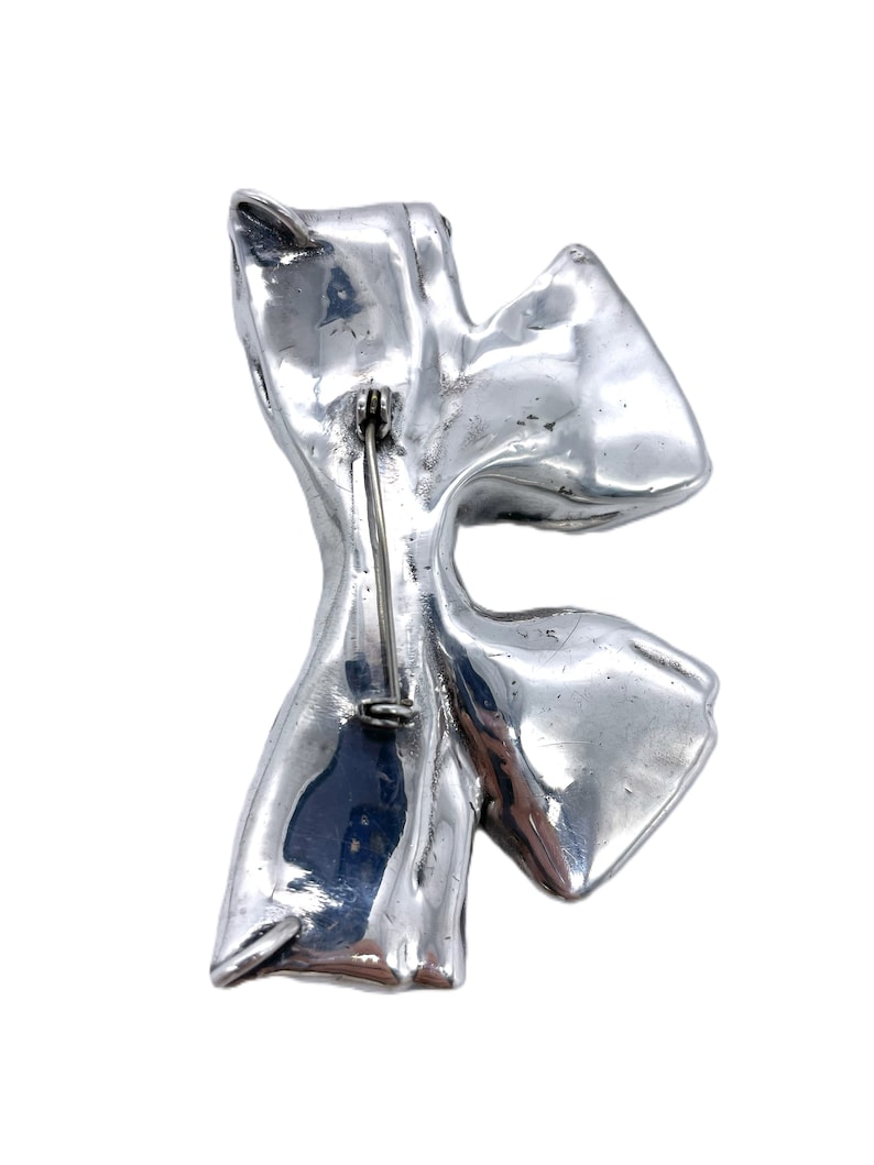 Vintage Silver Ribbon Bow Pin: 1980s Versatile Statement Piece - Etsy