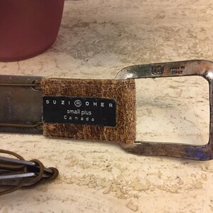 Vintage Suzi Roher Belt Distressed Brown Leather Brown Elastic Cord 13 ...