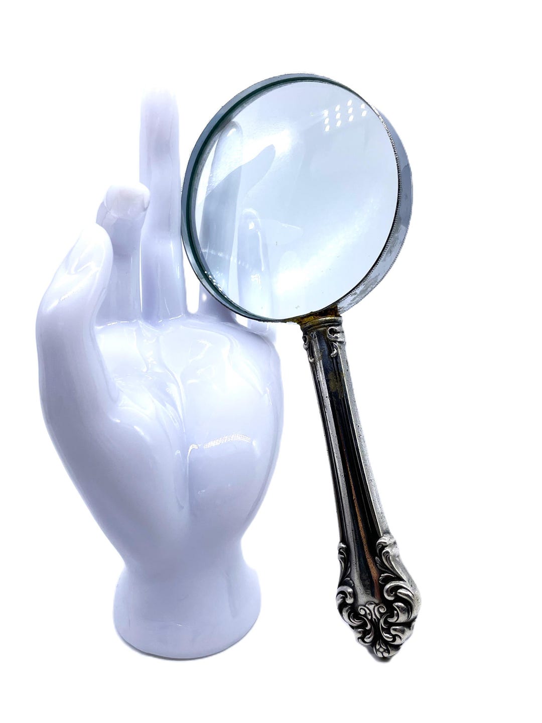 Decorative Magnifying-glass With Repurposed Handle 1900 Embossed ...