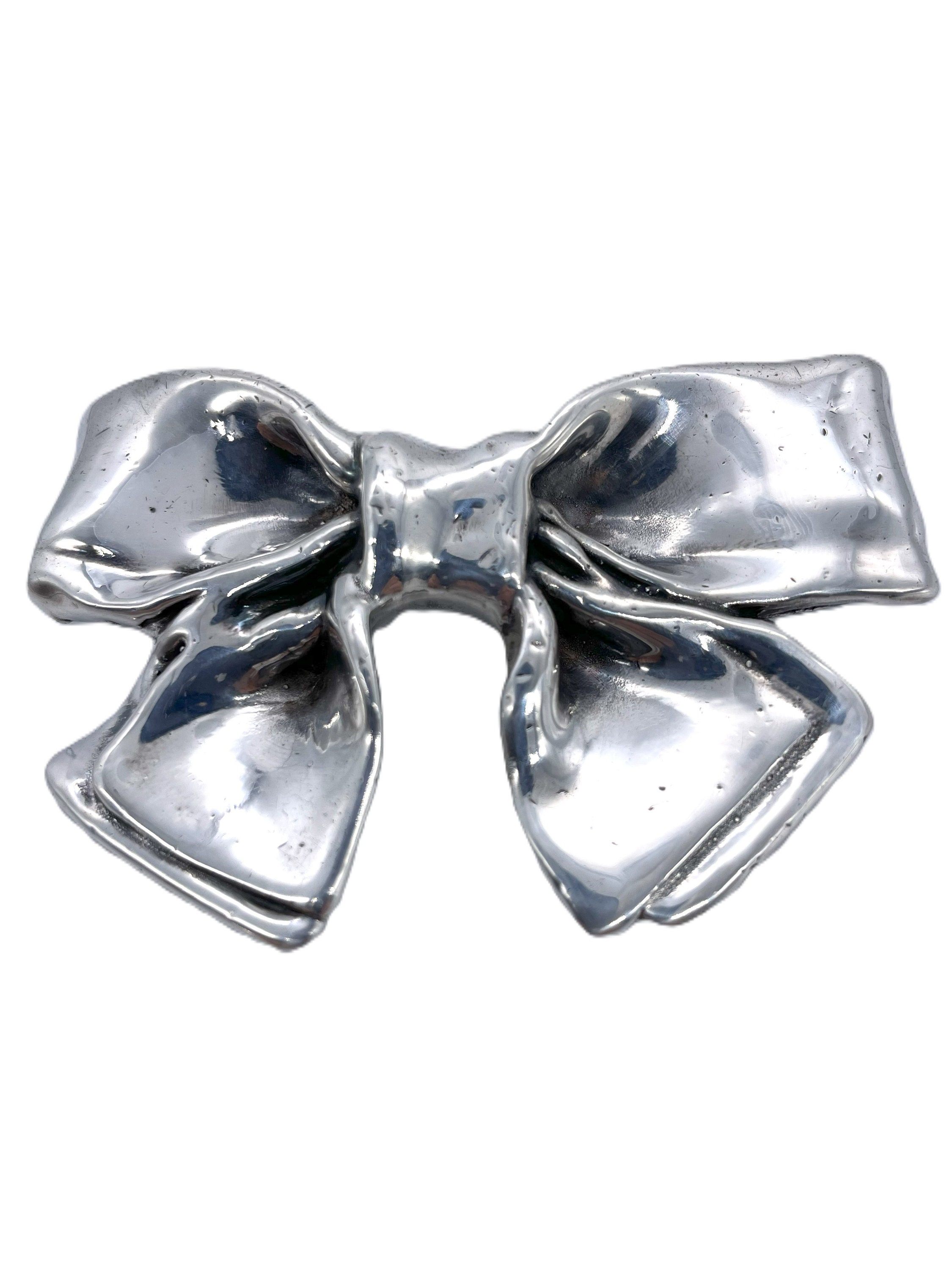 Vintage Silver Ribbon Bow Pin: 1980s Versatile Statement Piece - Etsy