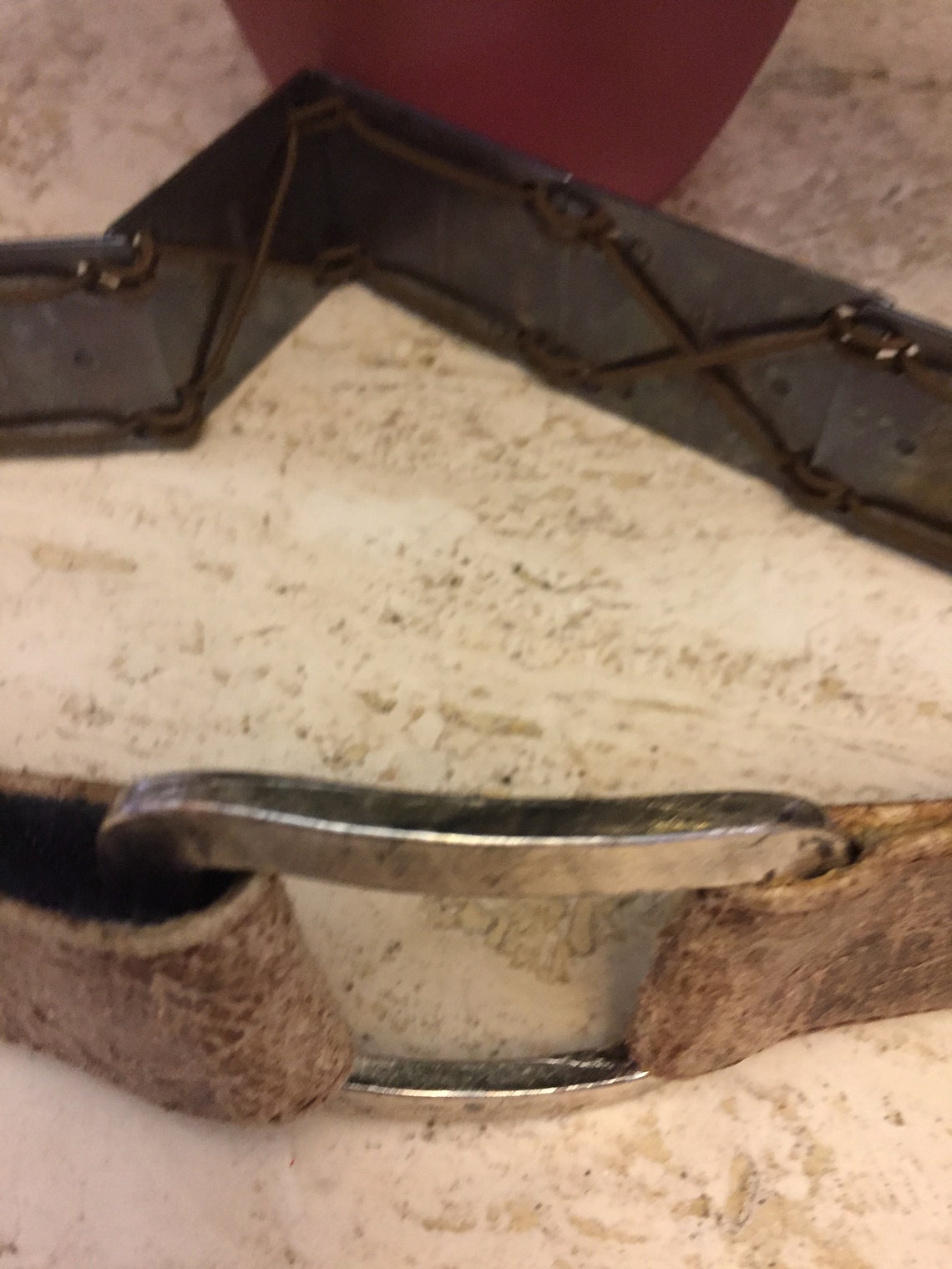 Vintage Suzi Roher Belt Distressed Brown Leather Brown Elastic Cord 13 ...