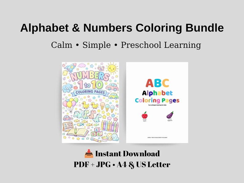 Numbers & Alphabet Printable Set | A4 - US Letter Pdfs + Alphabet JPG ...