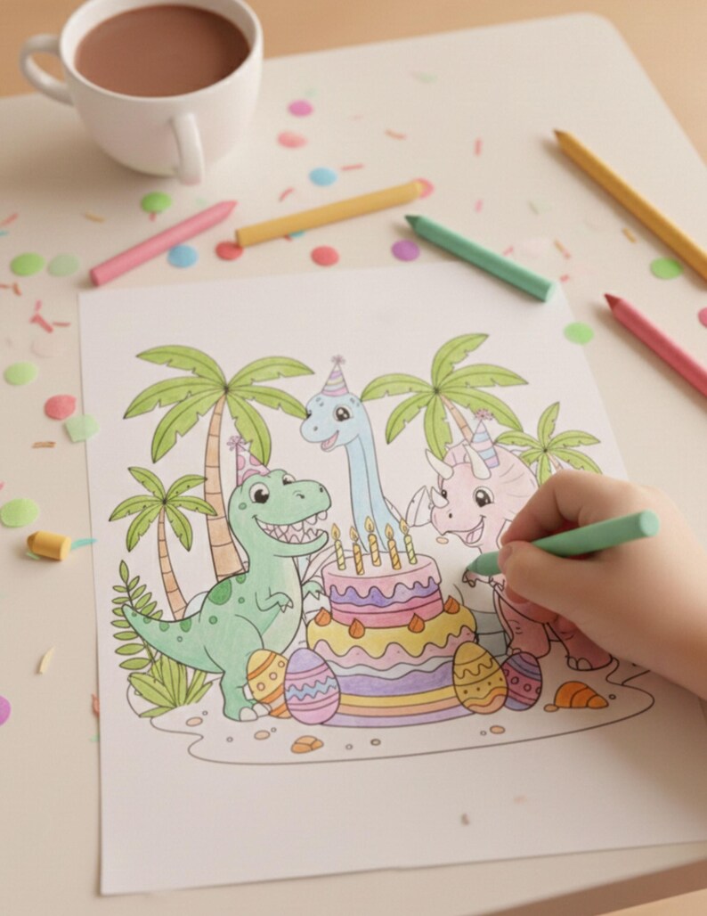 Dinosaur Coloring Pages | Kids Birthday Party Activity (PDF & JPG ...