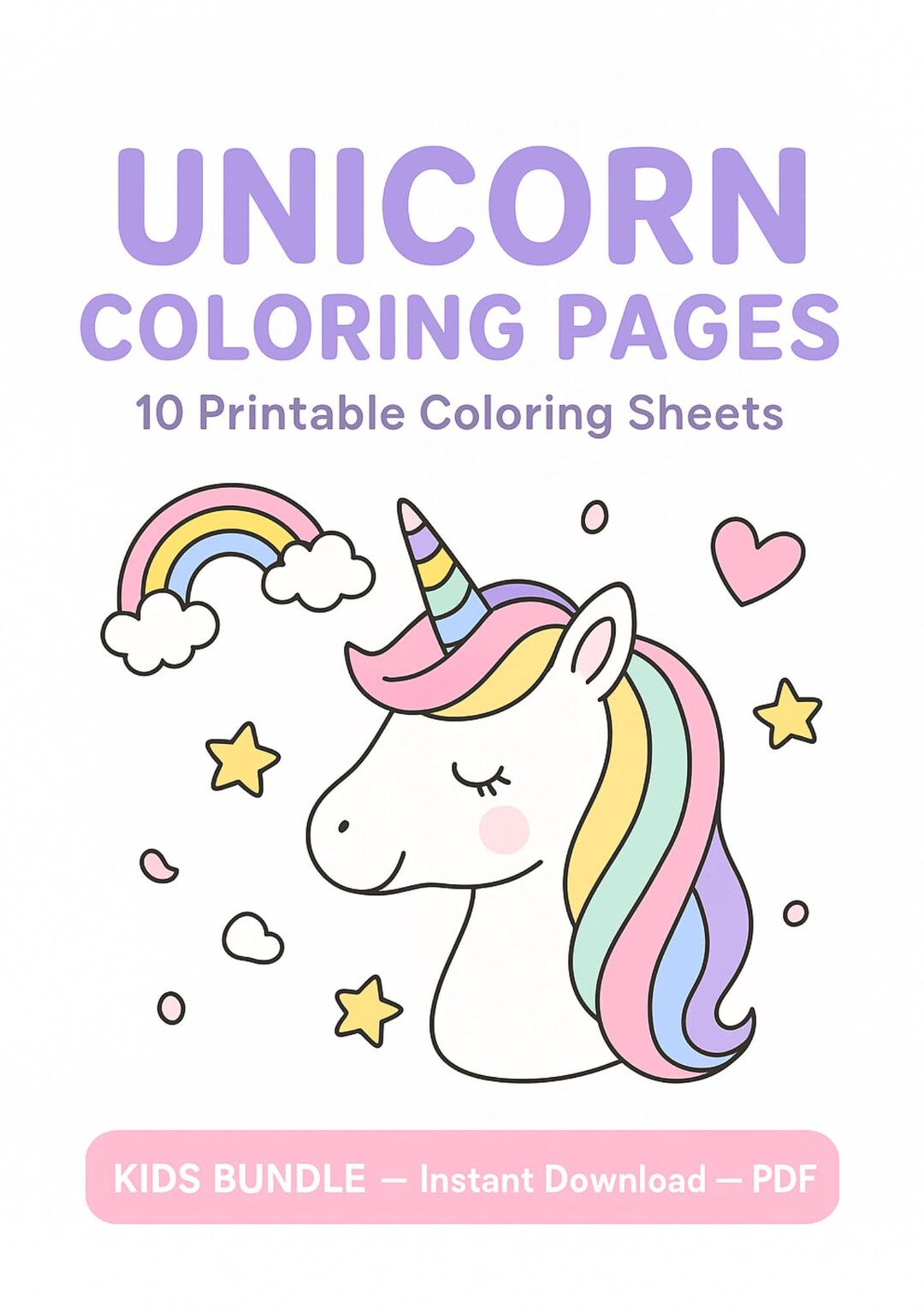 Unicorn Coloring Pages – 10 Page Printable Kids Activity PDF - Etsy
