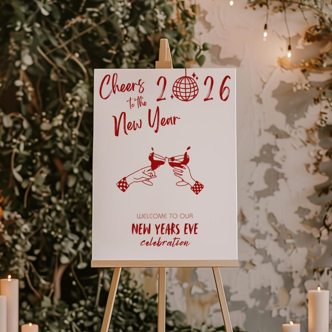 New Years Eve Welcome Sign Template, 2026 New Years Eve Party Welcome ...