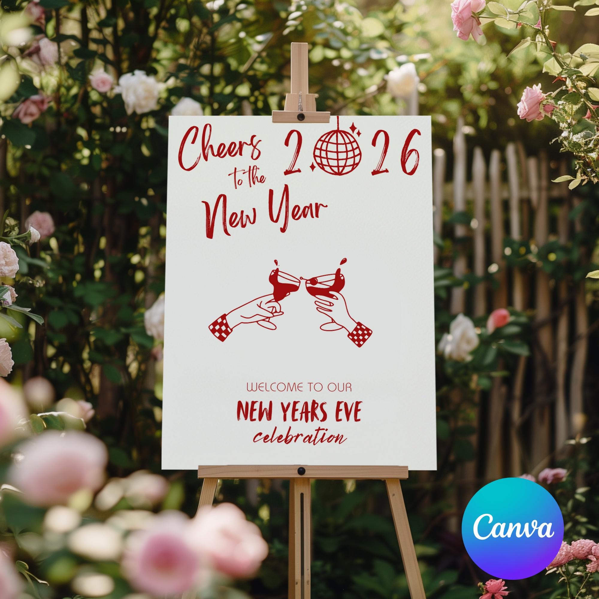 New Years Eve Welcome Sign Template, 2026 New Years Eve Party Welcome ...