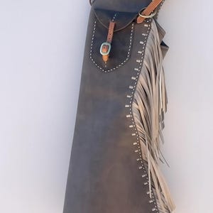 Handcrafted Western Leather Chaps With Fringe Cowboy Riding Rodeo Wear ...