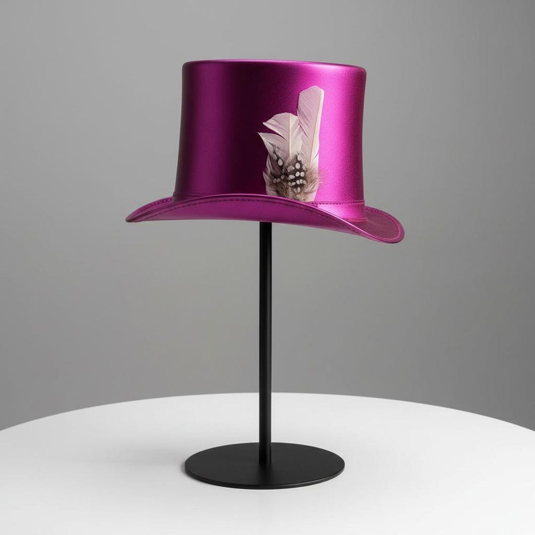Purple Metallic Top Hat Feather Accent Stylish Festival Costume Hat ...