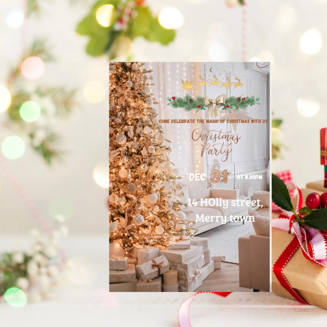 Digital Christmas Party, Invitation Template, Instant Download - Etsy