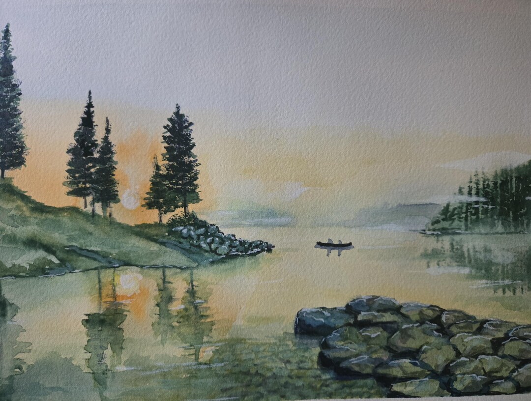 Original Watercolor Landscape Painting: "somewhere Beautiful" Framed ...