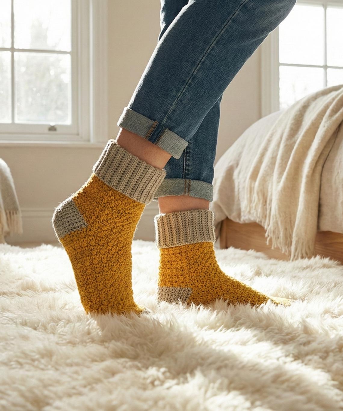 Crochet Socks Pattern | Winter Alpine Socks, Cuff-down PDF Digital ...