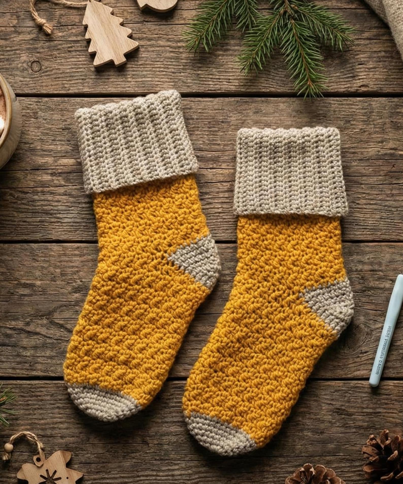 Crochet Socks Pattern | Winter Alpine Socks, Cuff-down PDF Digital ...