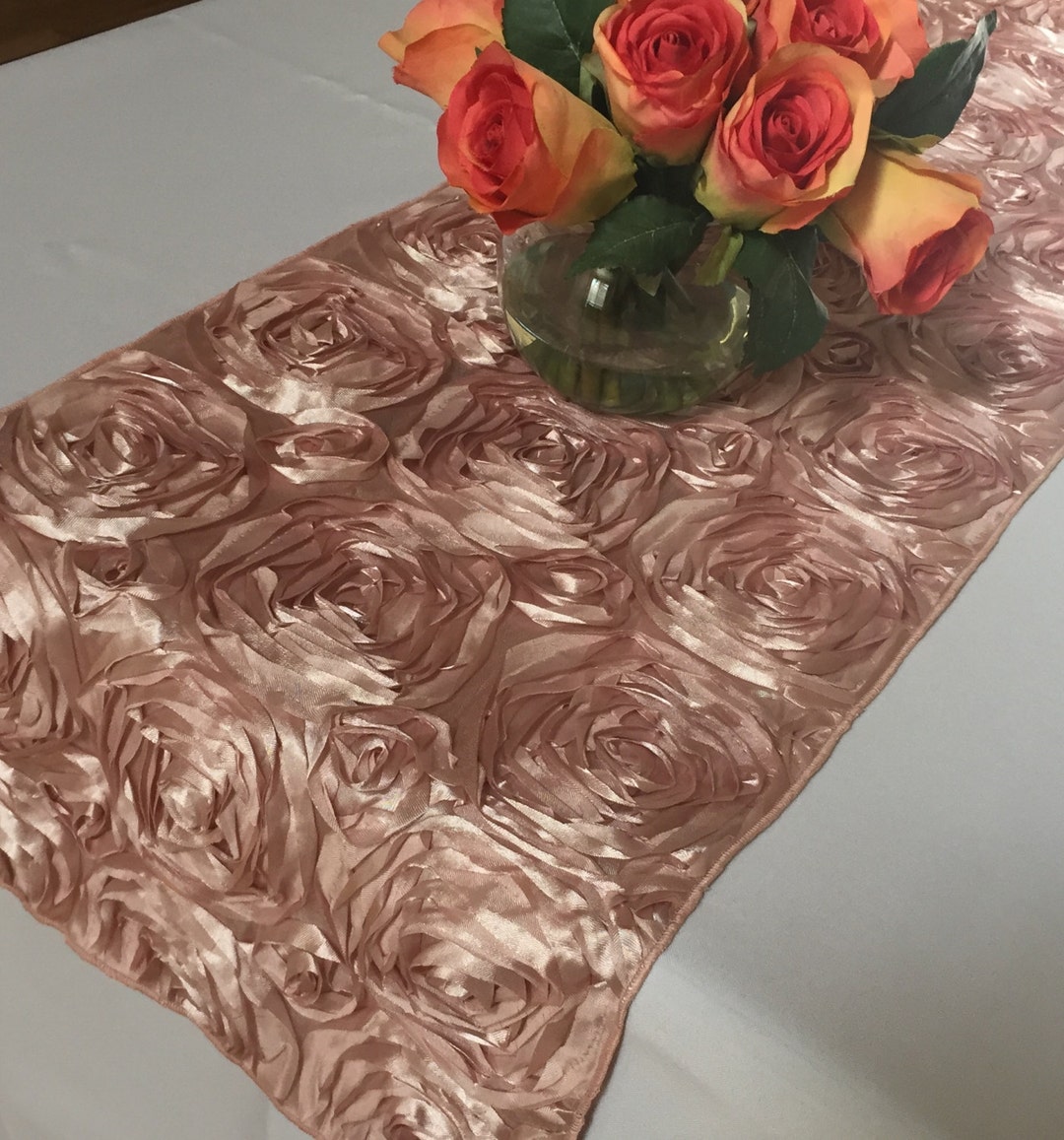 Satin Rosette Table Runner BLUSH Pink Wedding Table Runner - SELECT A ...