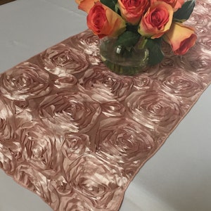 Satin Rosette Table Runner BLUSH Pink Wedding Table Runner - SELECT A ...