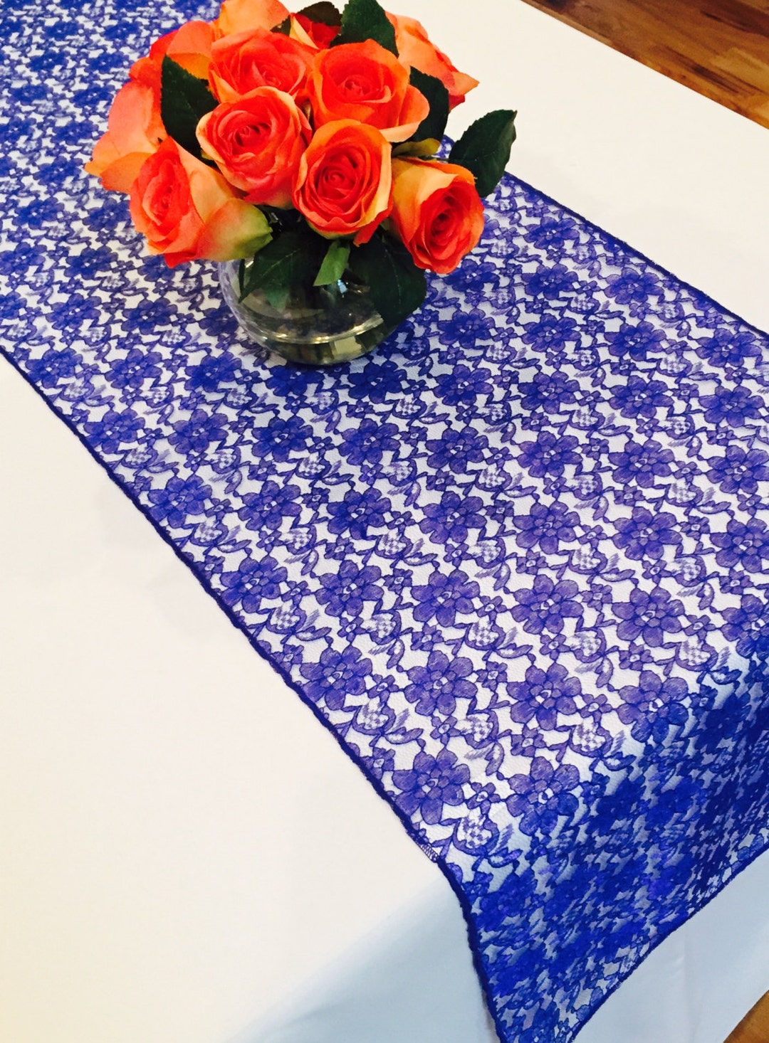 Royal Blue Lace Table Runner Wedding Table Runner - 14" WIDE - SELECT A ...