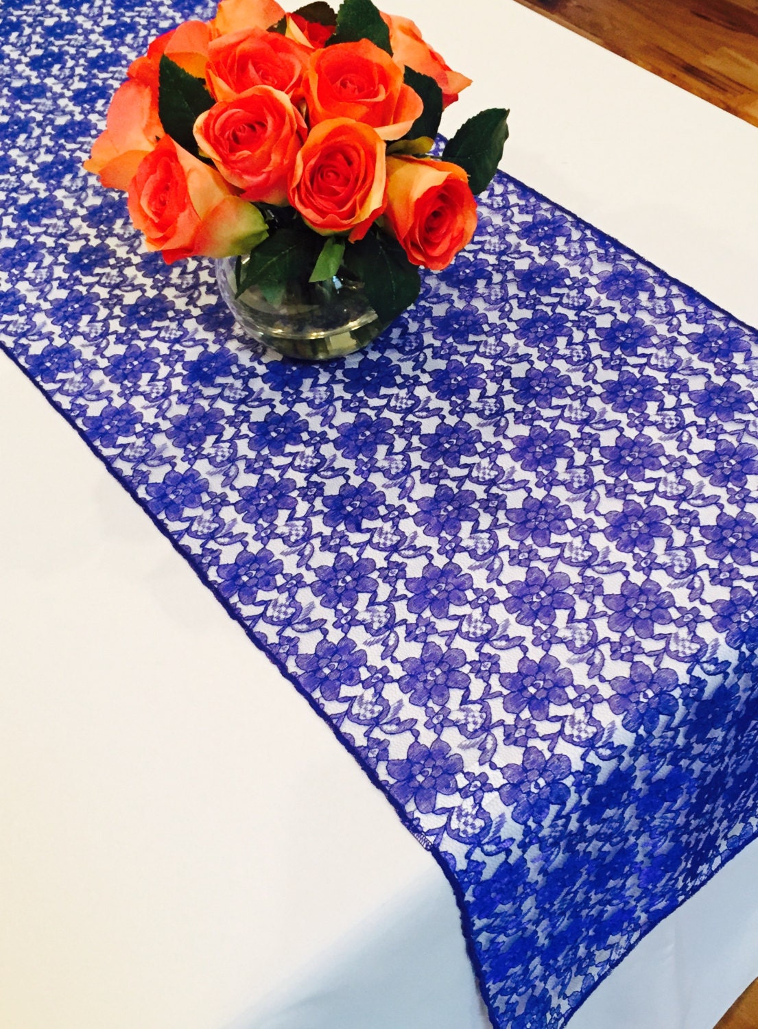 Royal Blue Lace Table Runner Wedding Table Runner 14 | Etsy