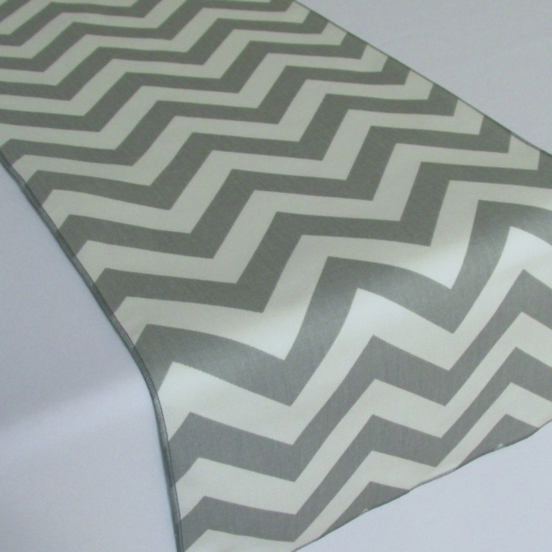 Gray Chevron Table Runner - Etsy