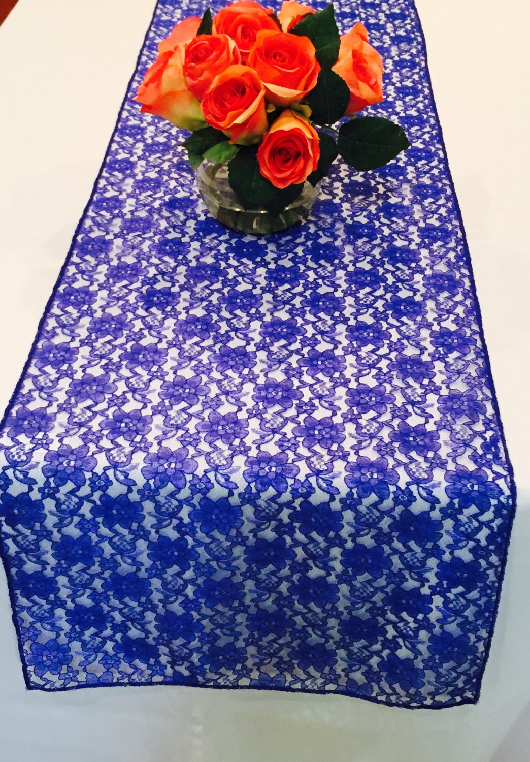 Royal Blue Lace Table Runner Wedding Table Runner - 14" WIDE - SELECT A ...